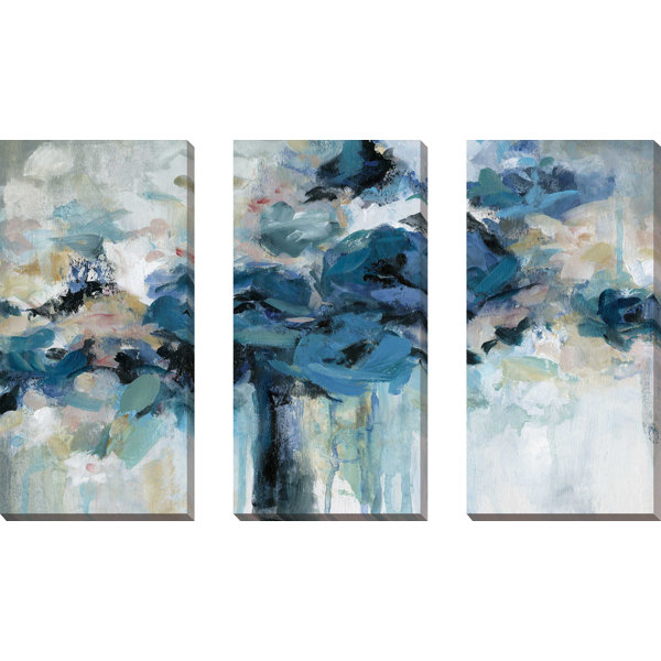 Brayden Studio® Midnight Splash On Canvas 3 Pieces Painting | Wayfair