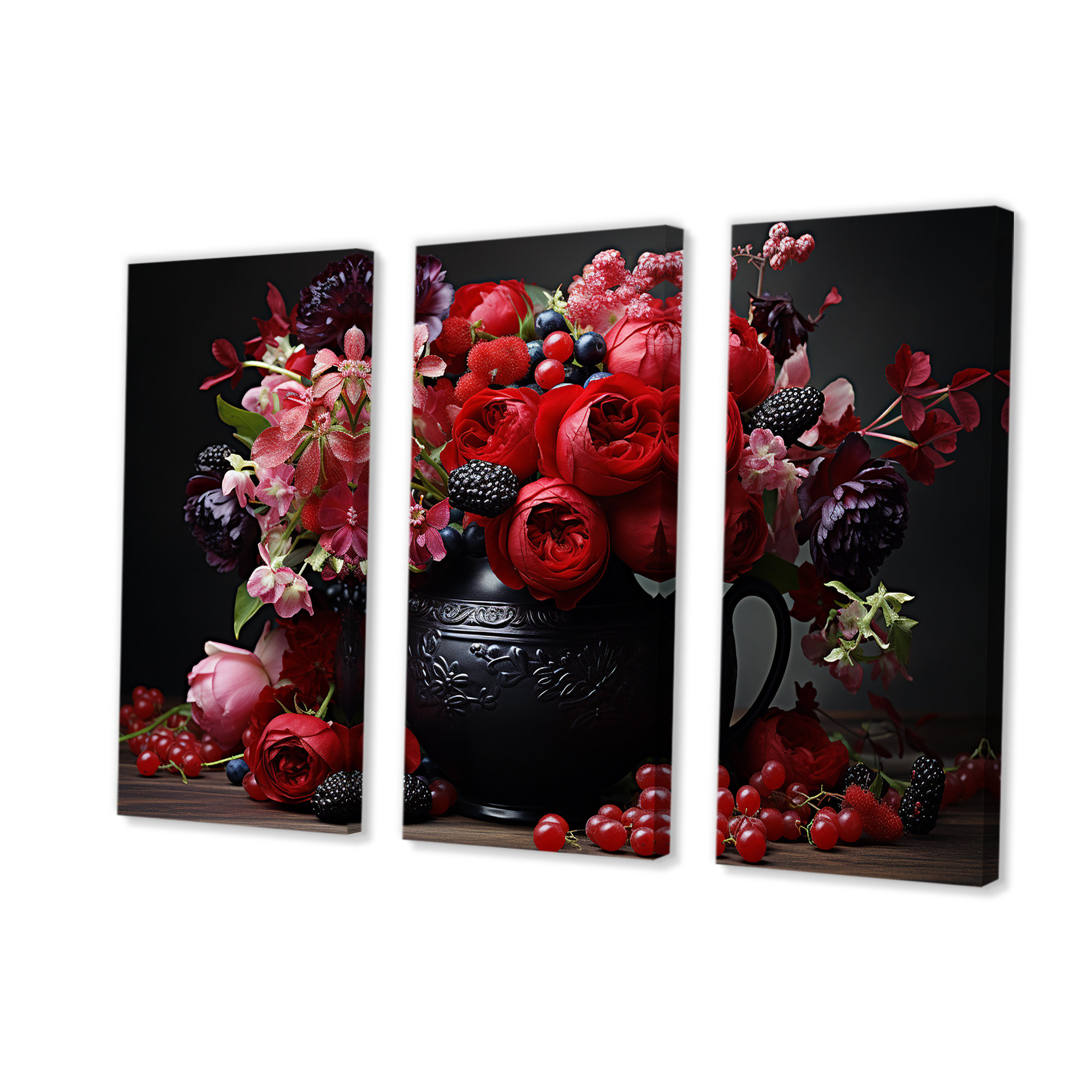 Ivy Bronx Red Floral Pot In Gothic Style - Boho Pottery Wall Art Decor ...