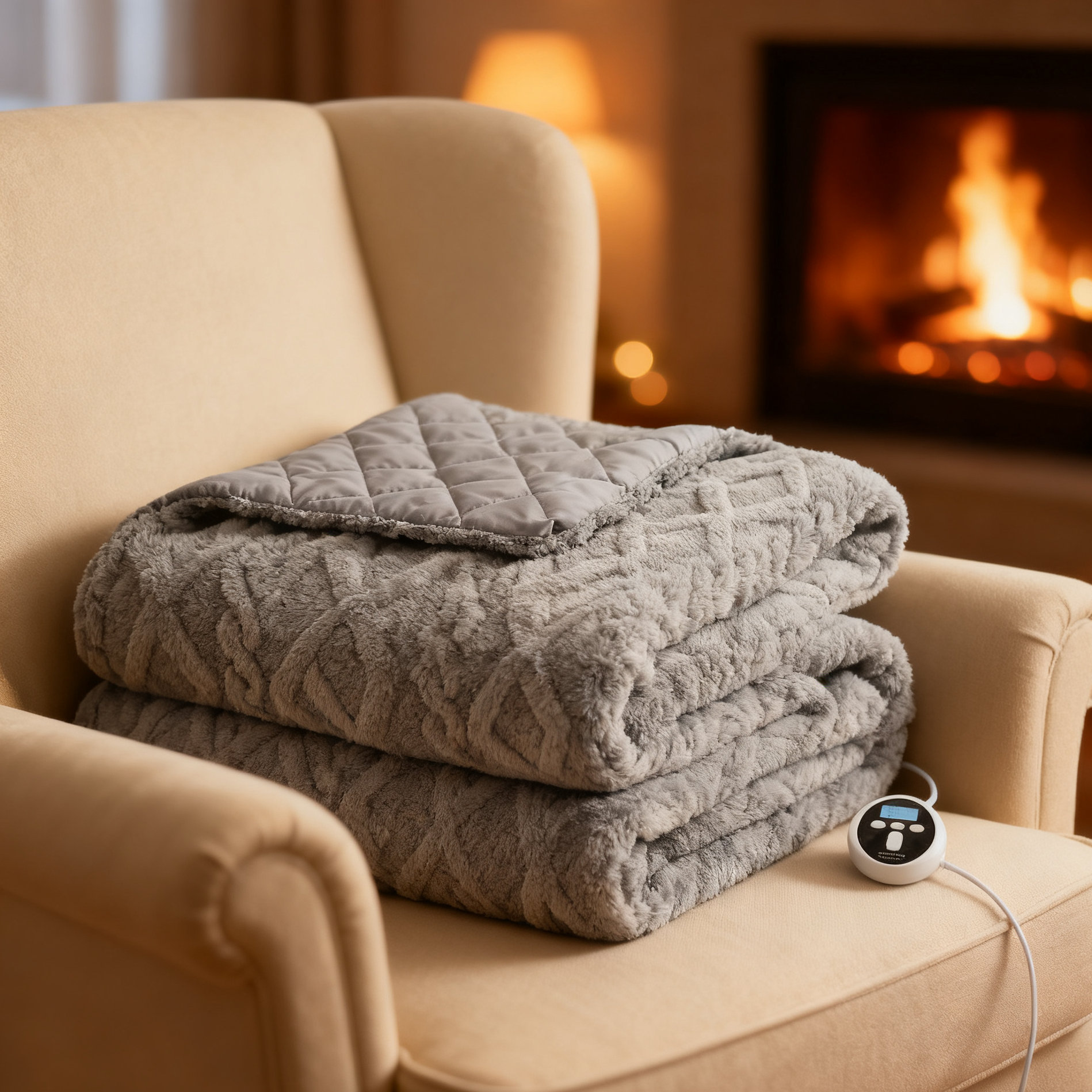 babevy Heated Comforter Blanket with Wireless LCD Controller, Tufted ...