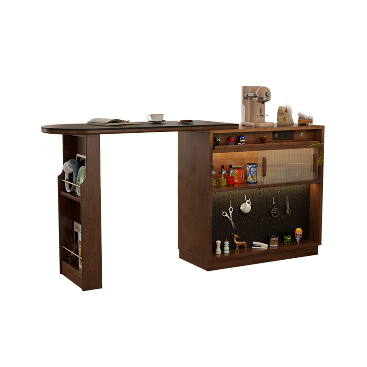 Red Barrel Studio® Modern Sintered Stone Solid Wood Extendable Bar ...