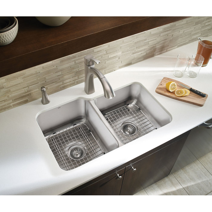 Moen 1800 Series 32" L x 20.66" W Double Bowl Kitchen Sink | Wayfair