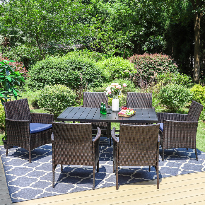 Wade Logan® Birmadevi 6 - Person Rectangular Outdoor Dining Set with ...