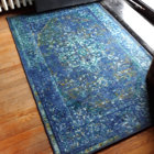 Bungalow Rose Bowning Oriental Power Loom Performance Green Rug ...