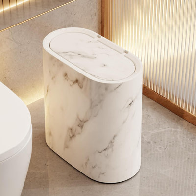 small marble bathroom bin