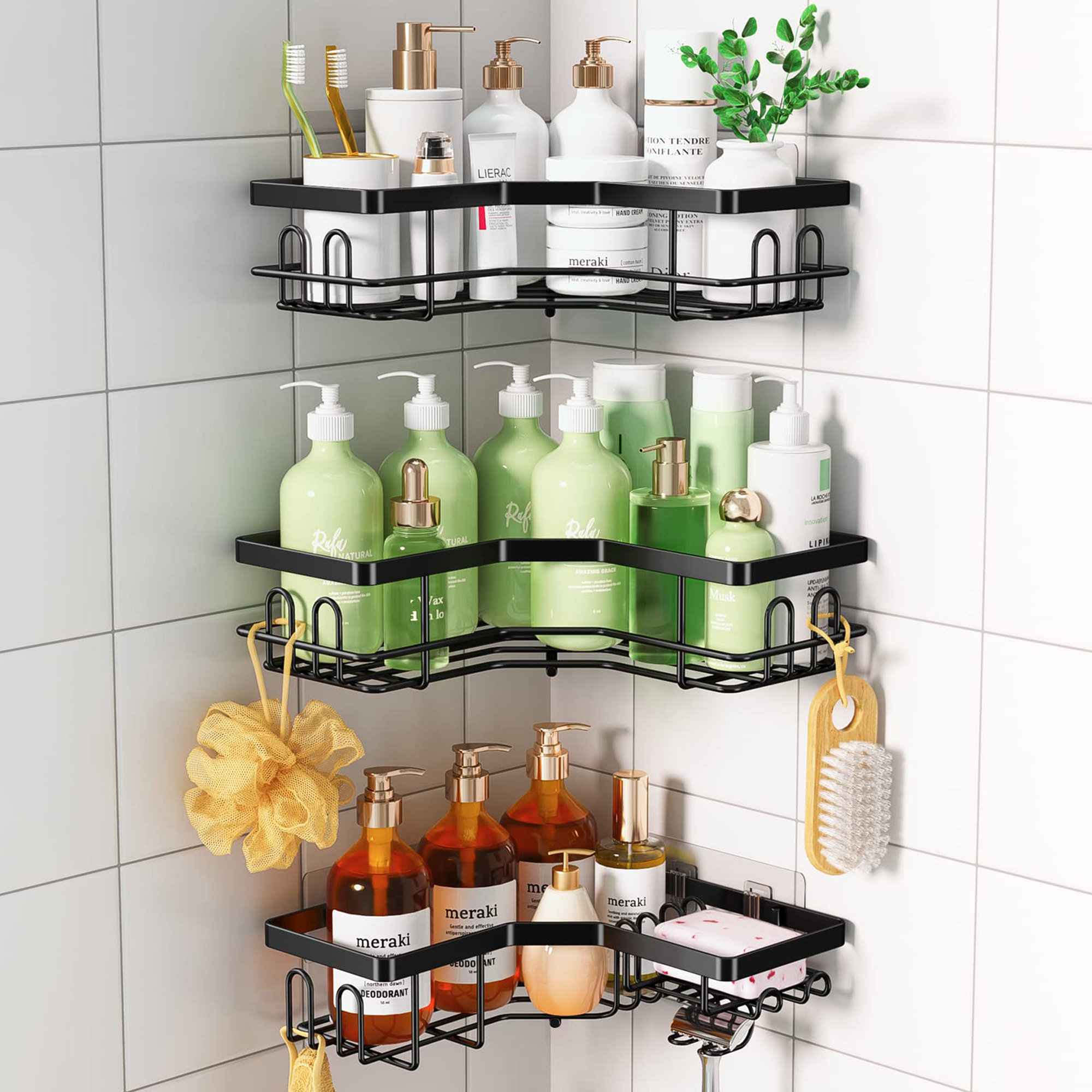 Rebrilliant 3 Pack Bathroom Shower Rack | Wayfair