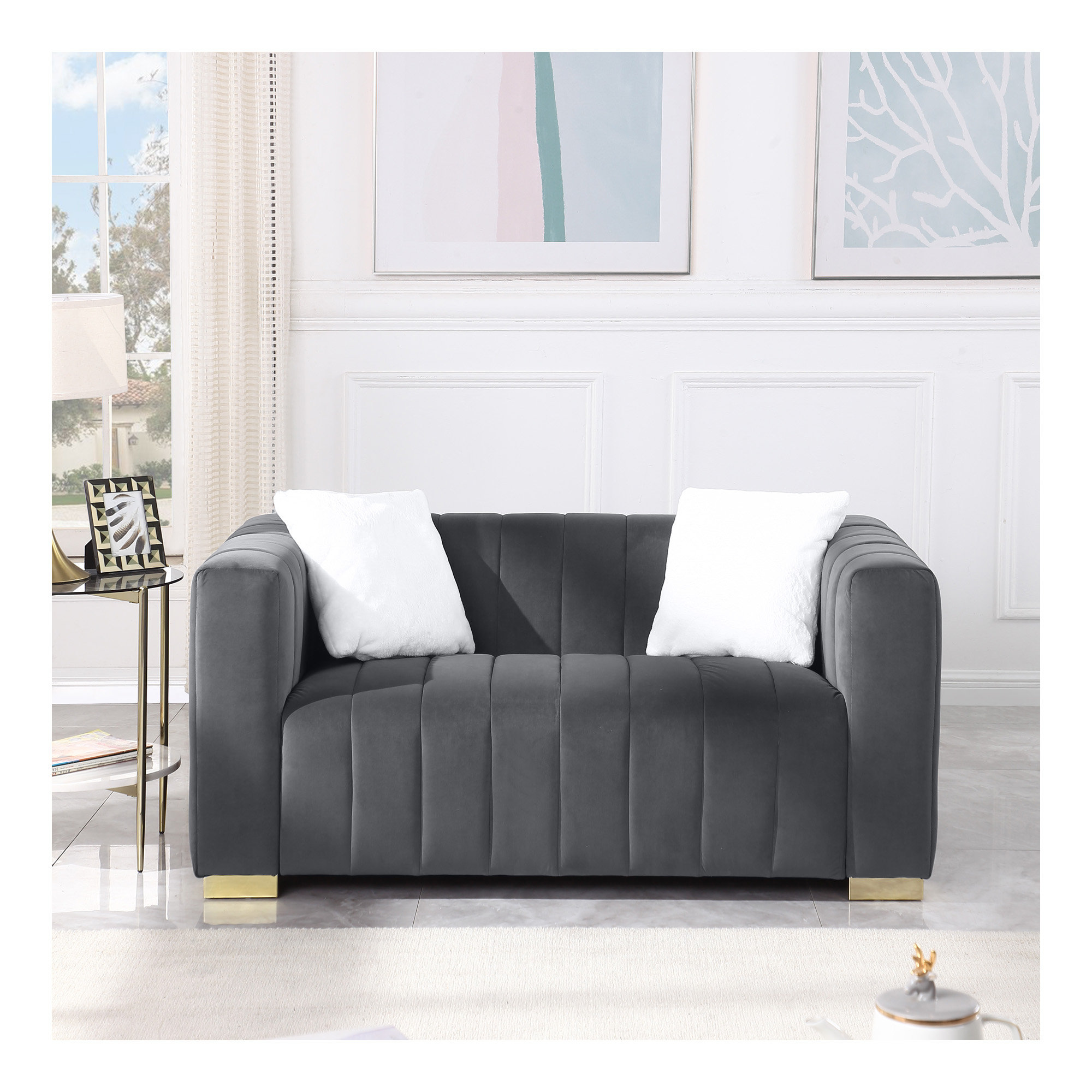 Latitude Run® A modern channel sofa take on a traditional Chesterfield ...