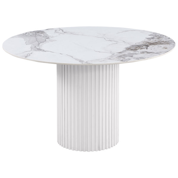 Ivy Bronx Zazlowe White Round 53-Inch Sintered Stone Top Dining Table ...