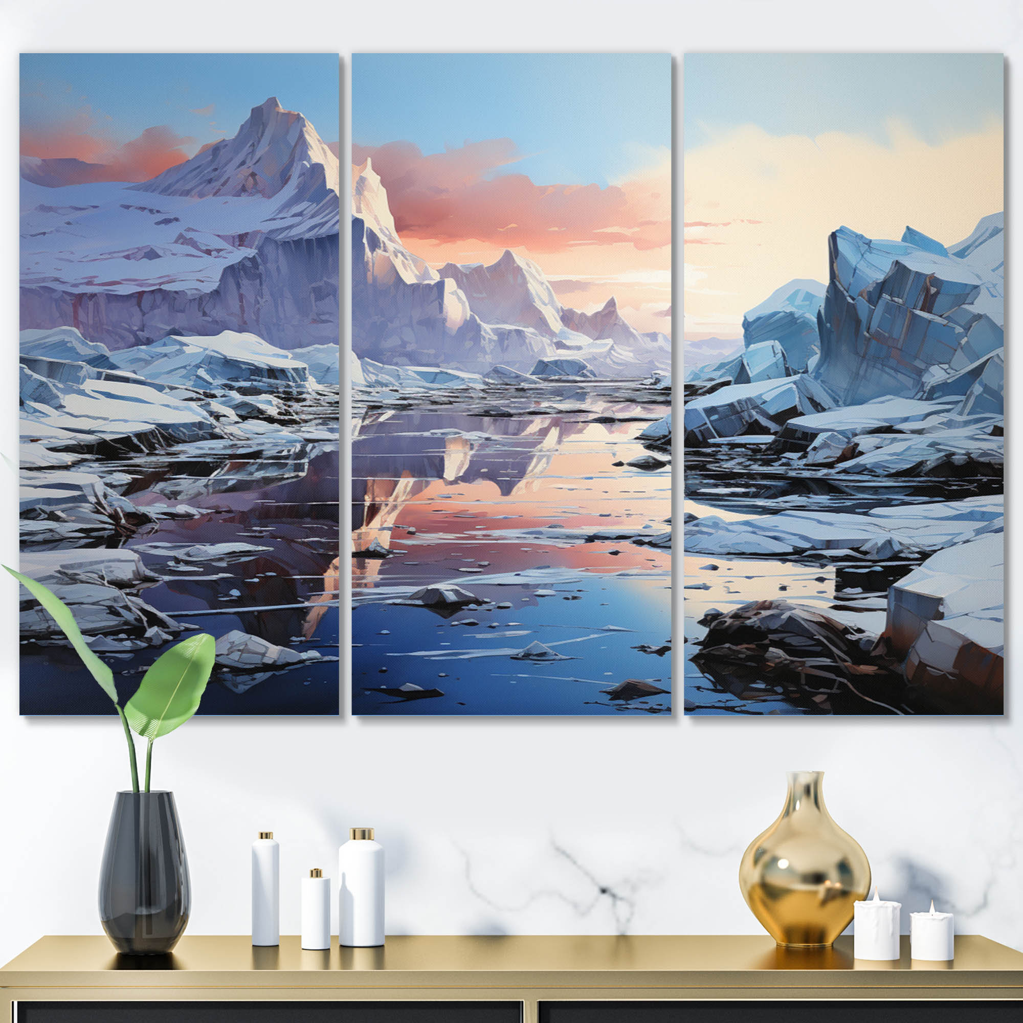 Millwood Pines Antartica Antarctic Mirage Abstract On Canvas 3 Pieces ...
