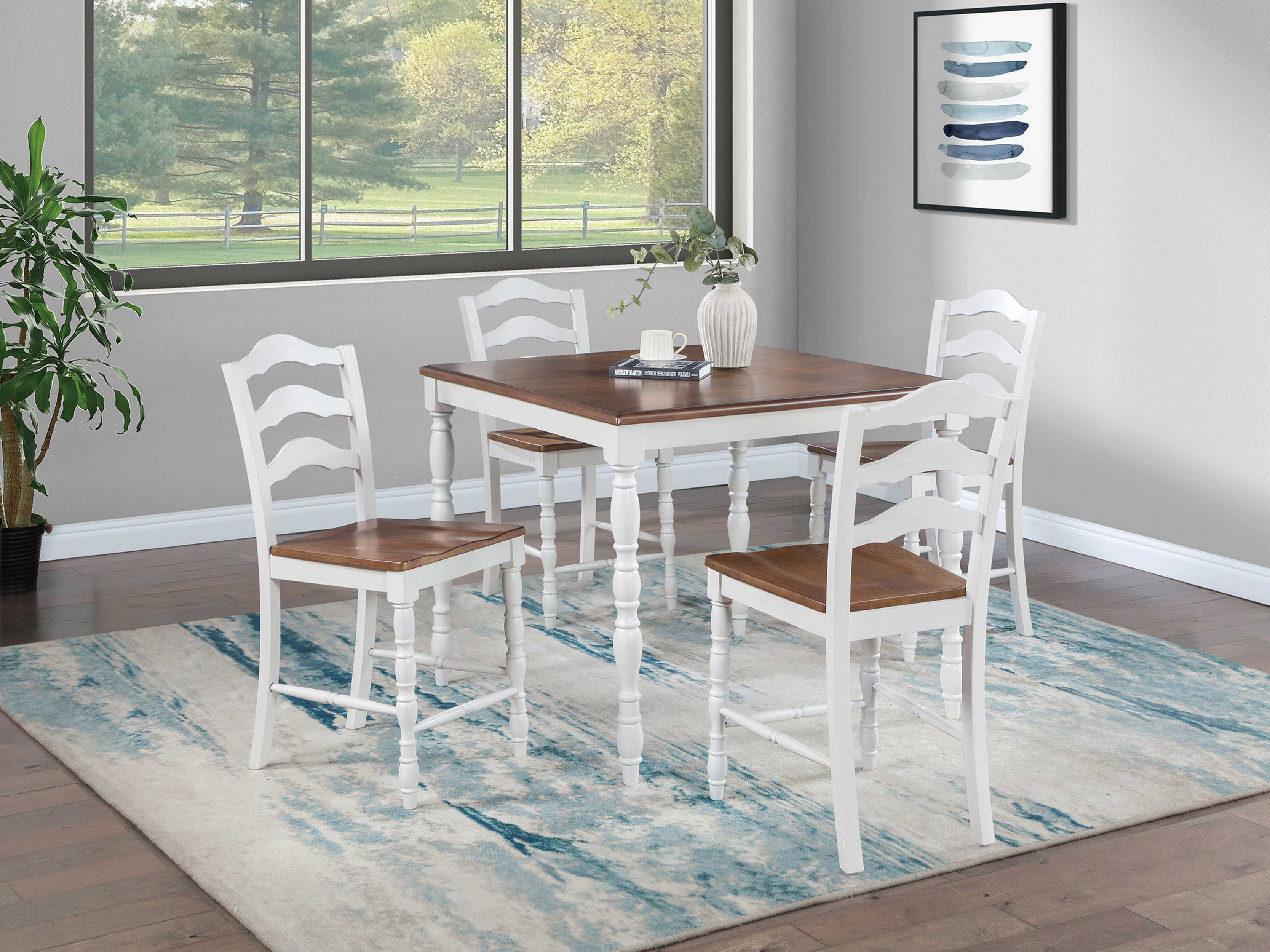 Latitude Run® 5 Piece Counter-Height Dining Set With Oak Top Table And ...