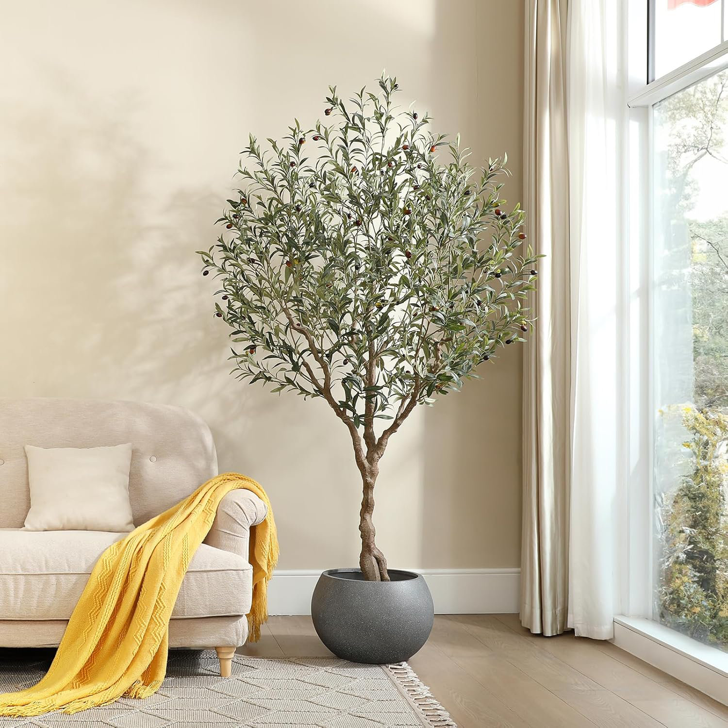 One Allium Way® Olive Trees Artificial Indoor, 7Ft Artificial Olive ...