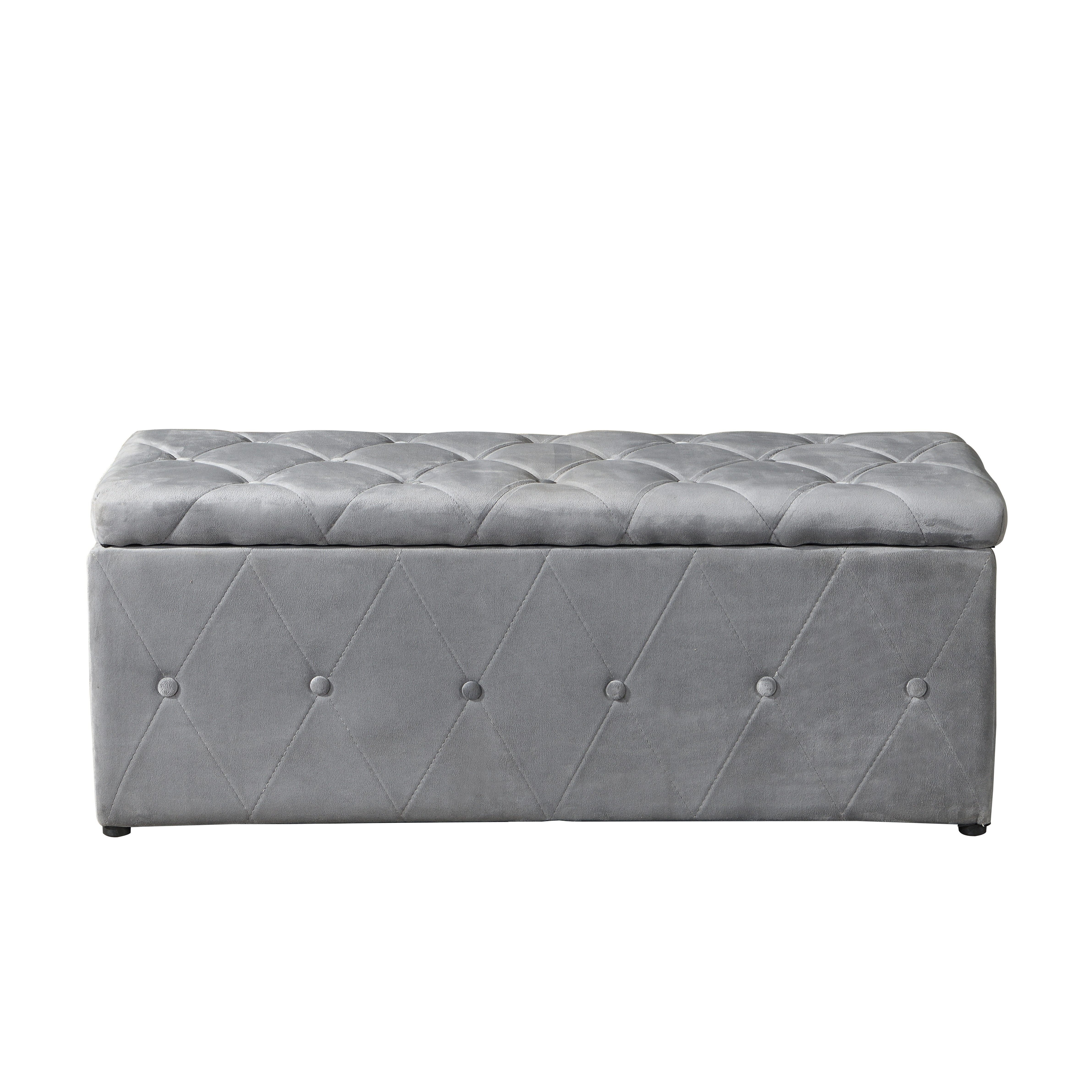 Mercer41 1 Piece Rectangular Storage Ottoman Short Velvet With 2 Set ...