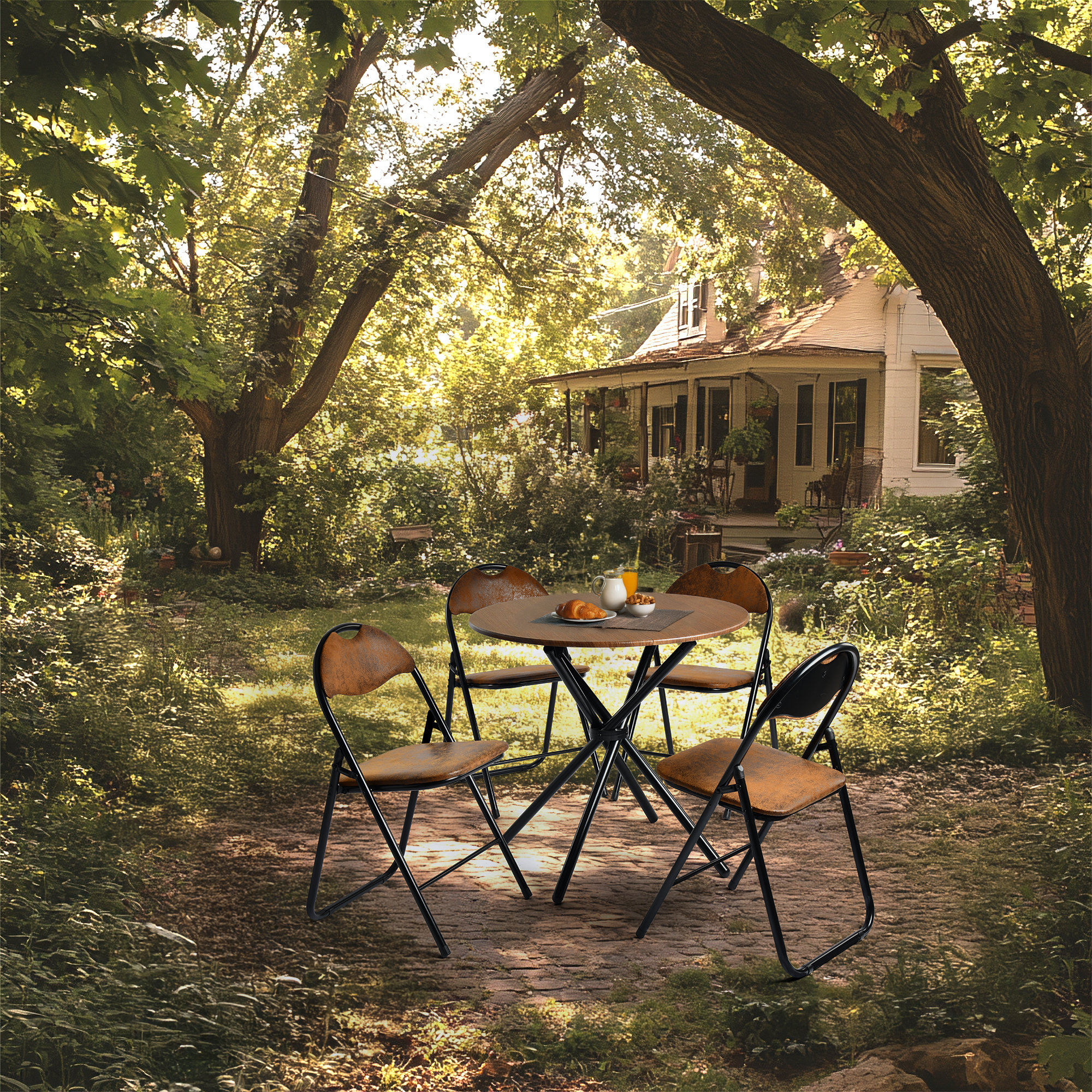 17 Stories Matha 5-Piece Dining Table Set for Small Spaces Folding ...