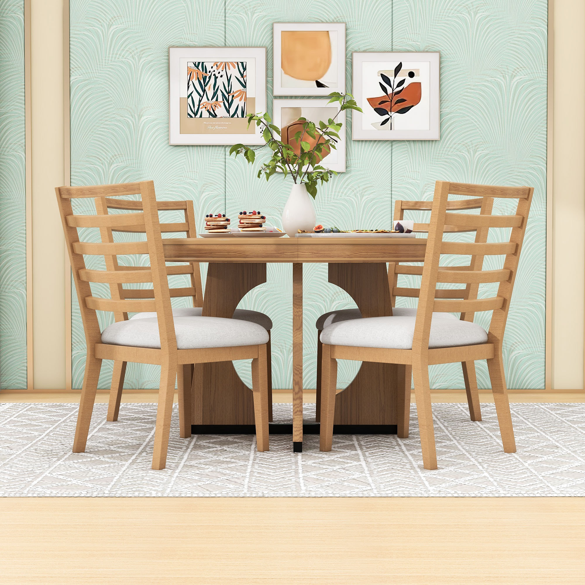 Lark Manor™ 5-Piece Dining Set, Wooden Table with Removable Leaf | Wayfair