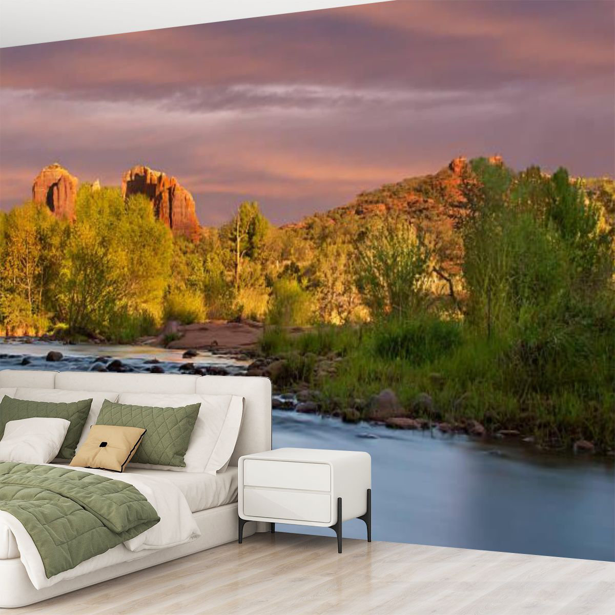 Latitude Run® Peel and Stick Canvas Wallpaper Wall Mural Sundown ...