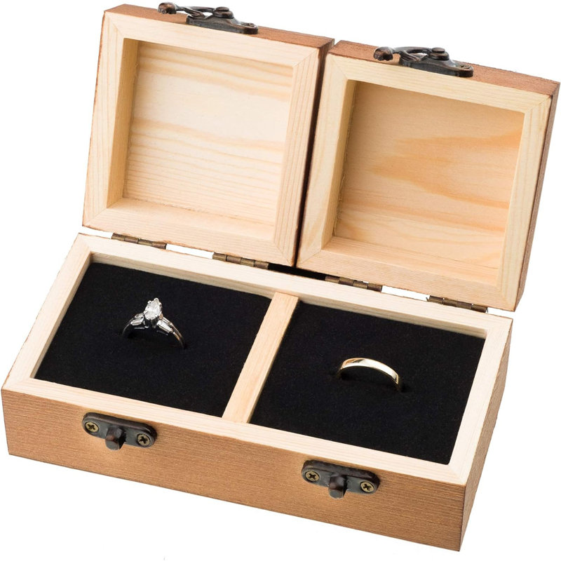 Millwood Pines Wood Ring Box for Wedding Ceremony Rustic Vintage Ring ...