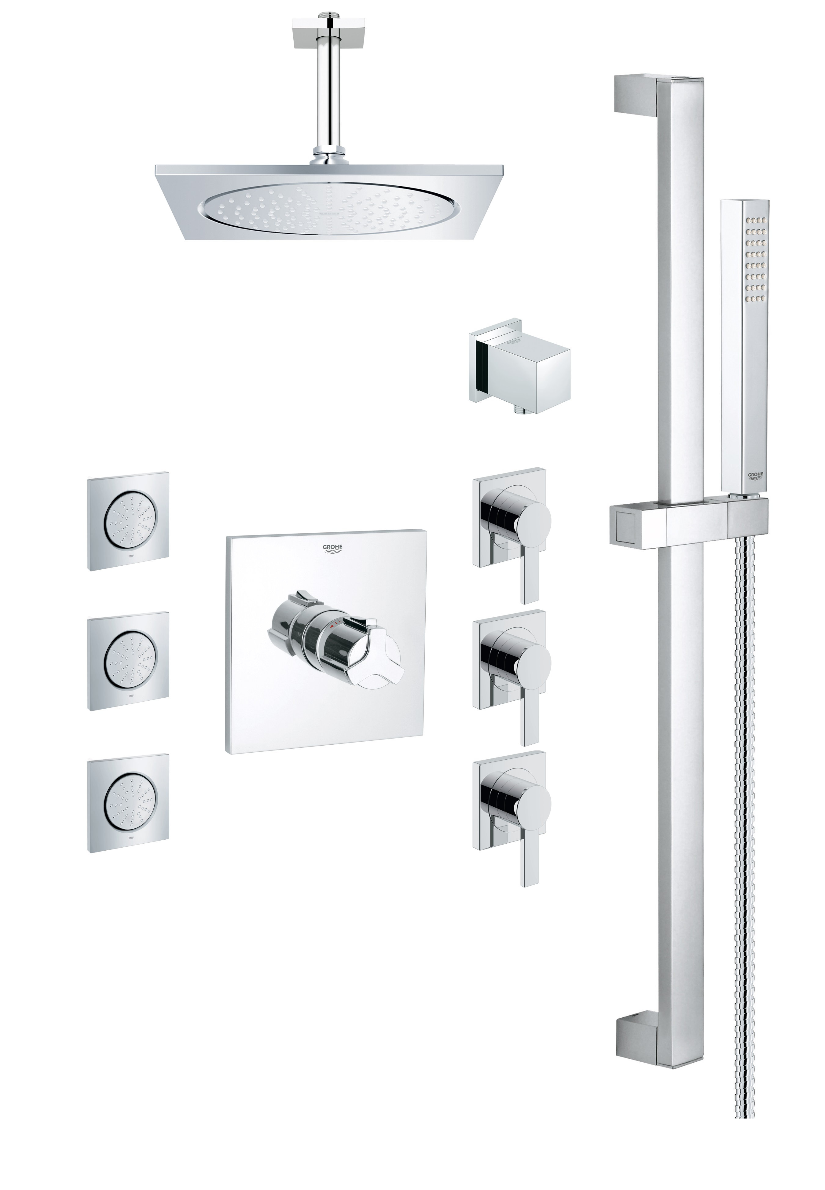 GROHE Allure Thermostatic Complete Shower System with Rough-in Valve ...