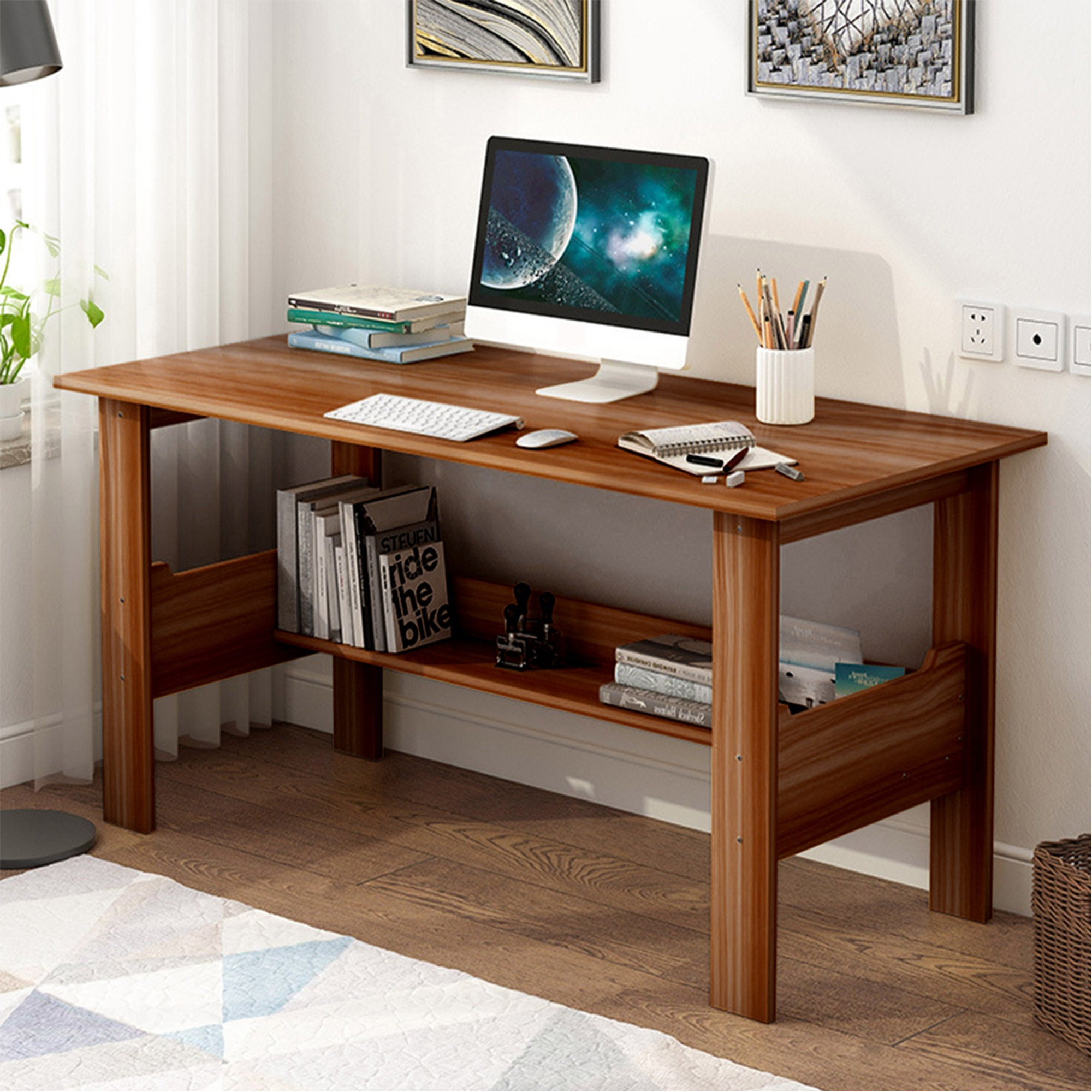 Inbox Zero Home Computer Desk Bedroom Laptop Desk Workstation for ...