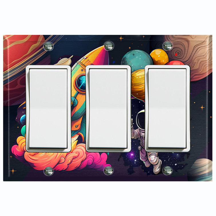 WorldAcc Animated Astronaut Space Ship 3-Gang Toggle Light Switch Wall ...
