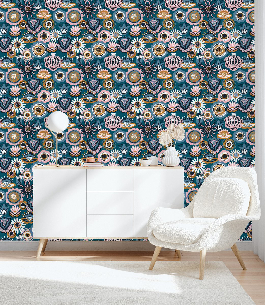 Red Barrel Studio Blue Ethnic Pattern Wallpaper Peel And Stick And ...