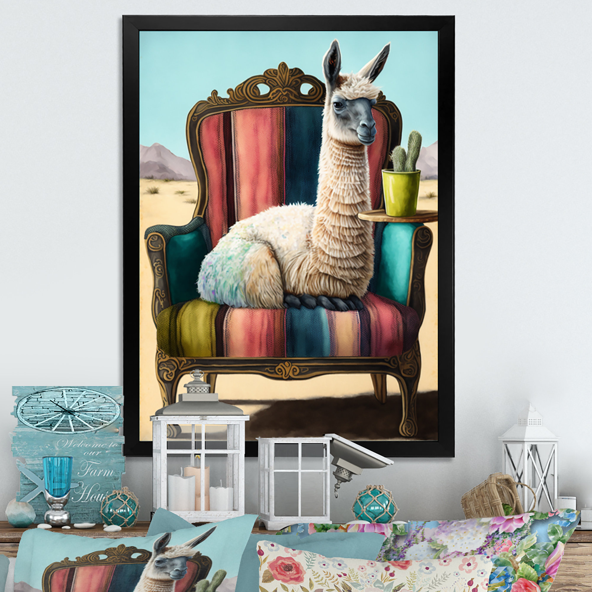 Bungalow Rose Llama Sitting On Lounge Chair In The Dessert Llama ...