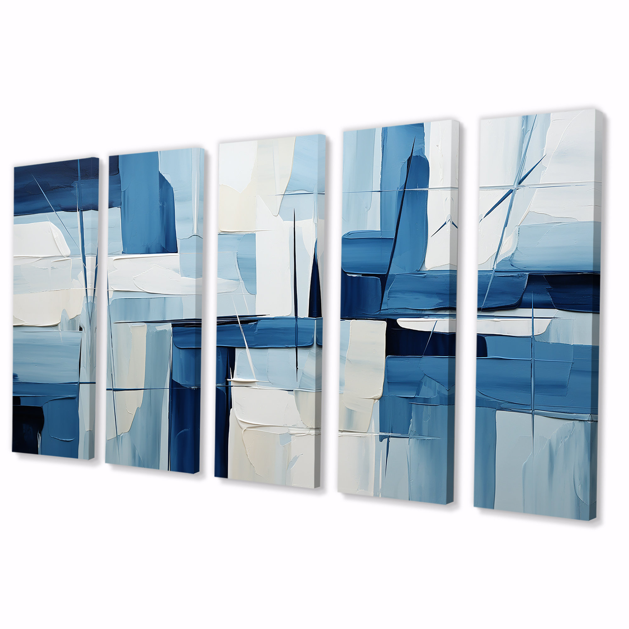 Ivy Bronx Nautical White And Blue Geometry Shapes II - Abstract ...