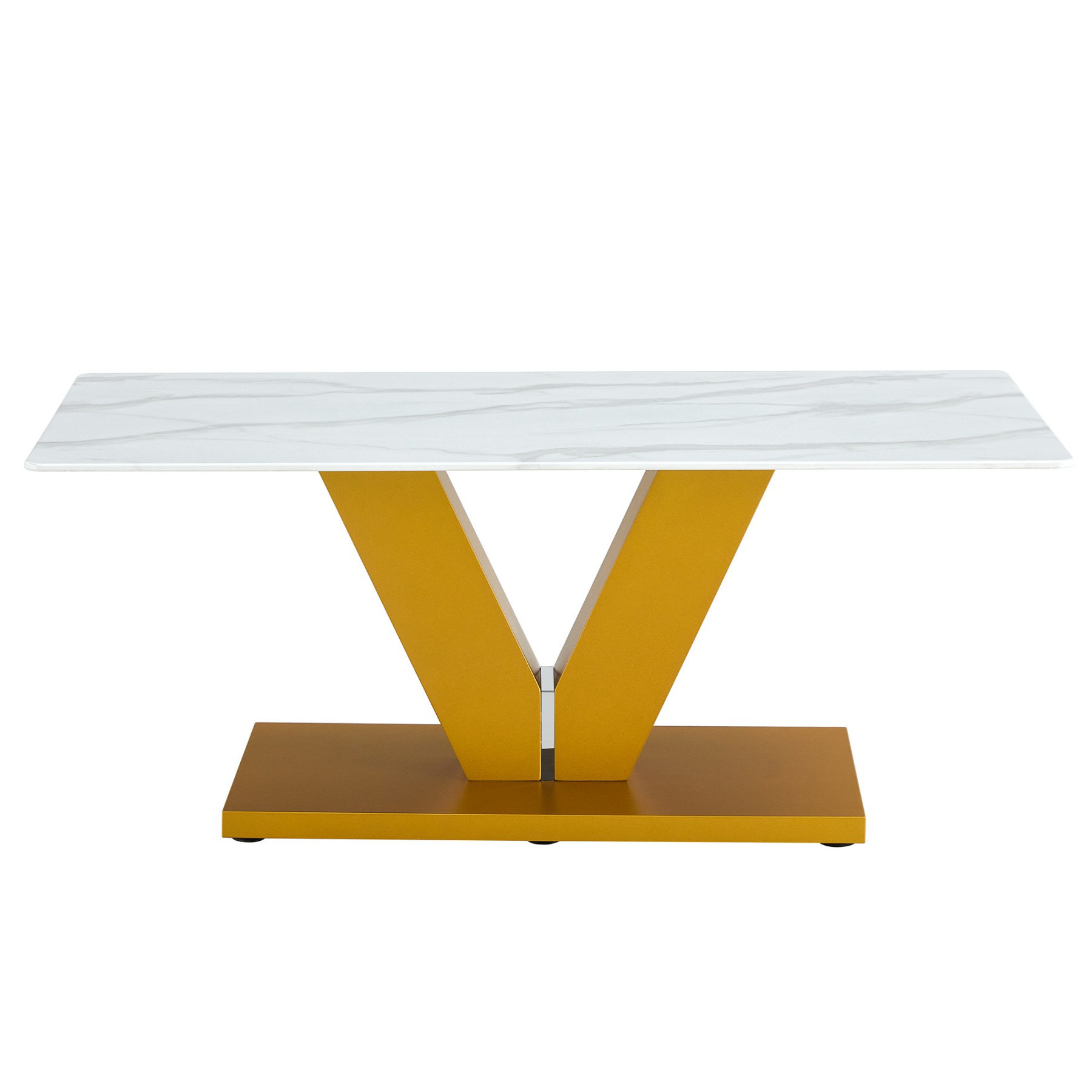 Mercer41 Modern Minimalist Tempered Glass Coffee Table with Golden MDF ...