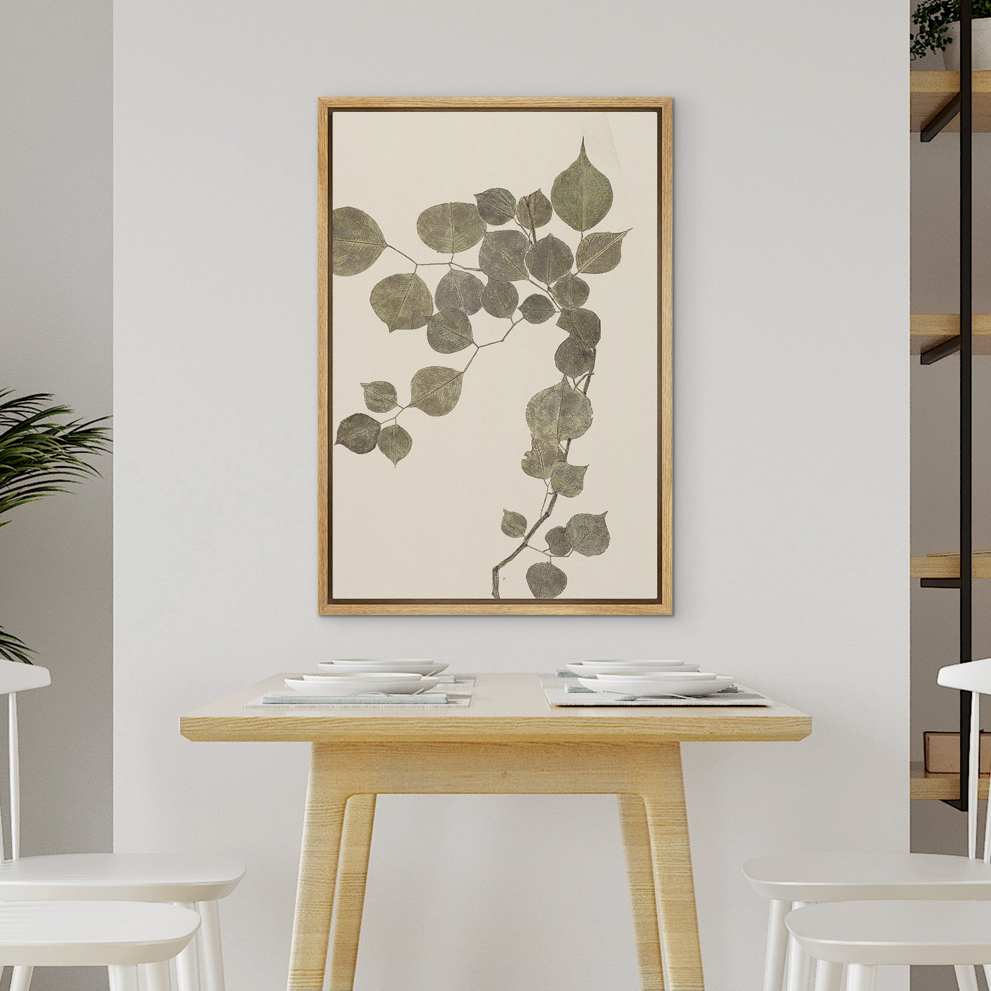 wall26 Green Plants Leaves Illustrations Rustic Botanical Living Room ...