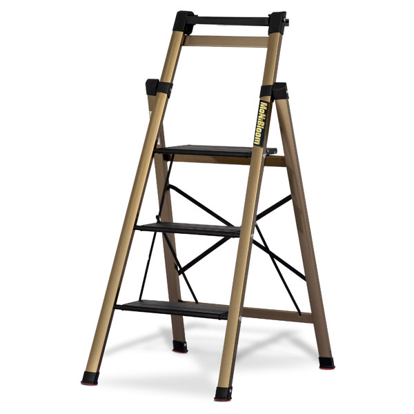 MoNiBloom Aluminum Alloy 3 Step Ladder With Tool Tray, Folding Stool ...