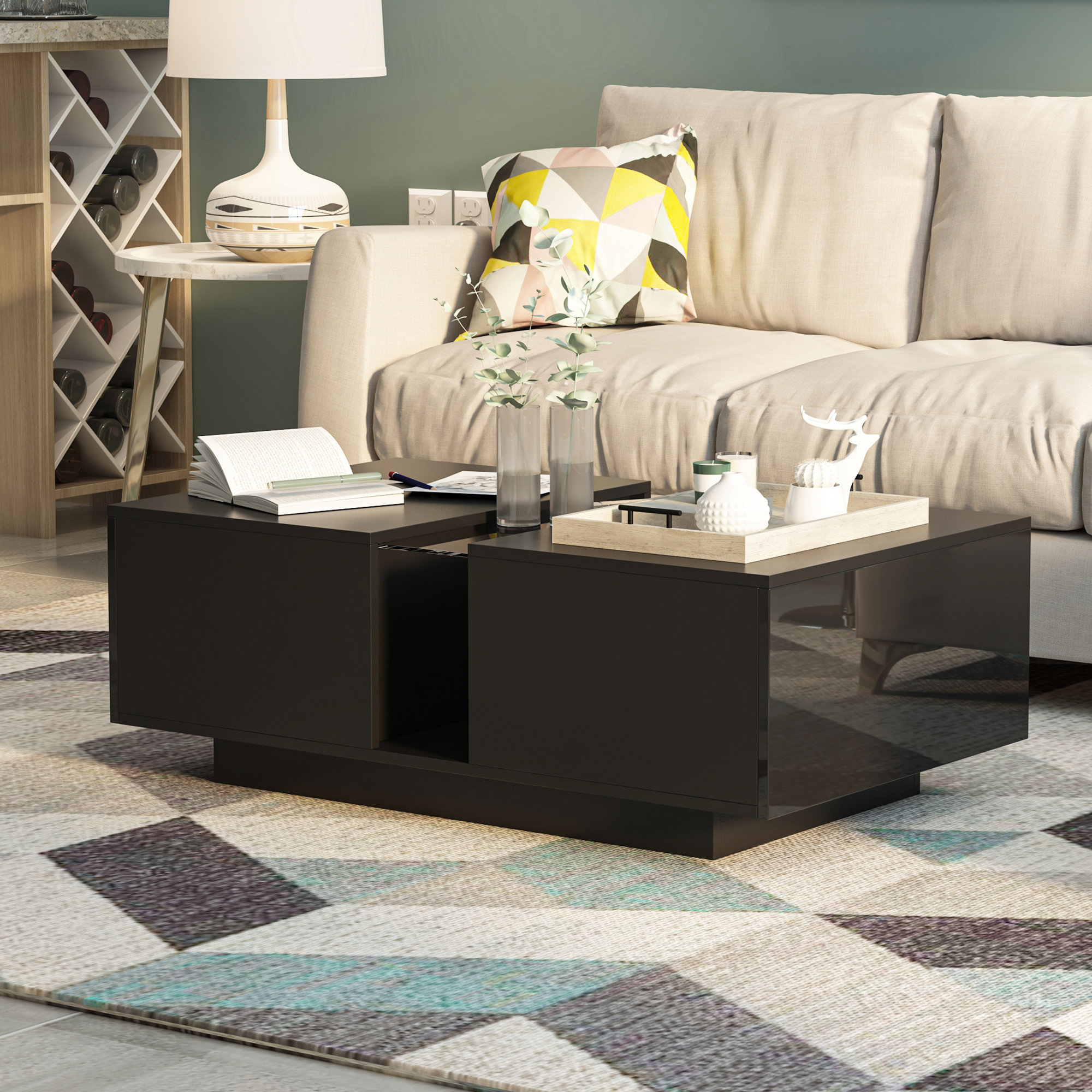 Wrought Studio Luxurious 40"w Led Coffee Table With Acrylic Tabletop ...