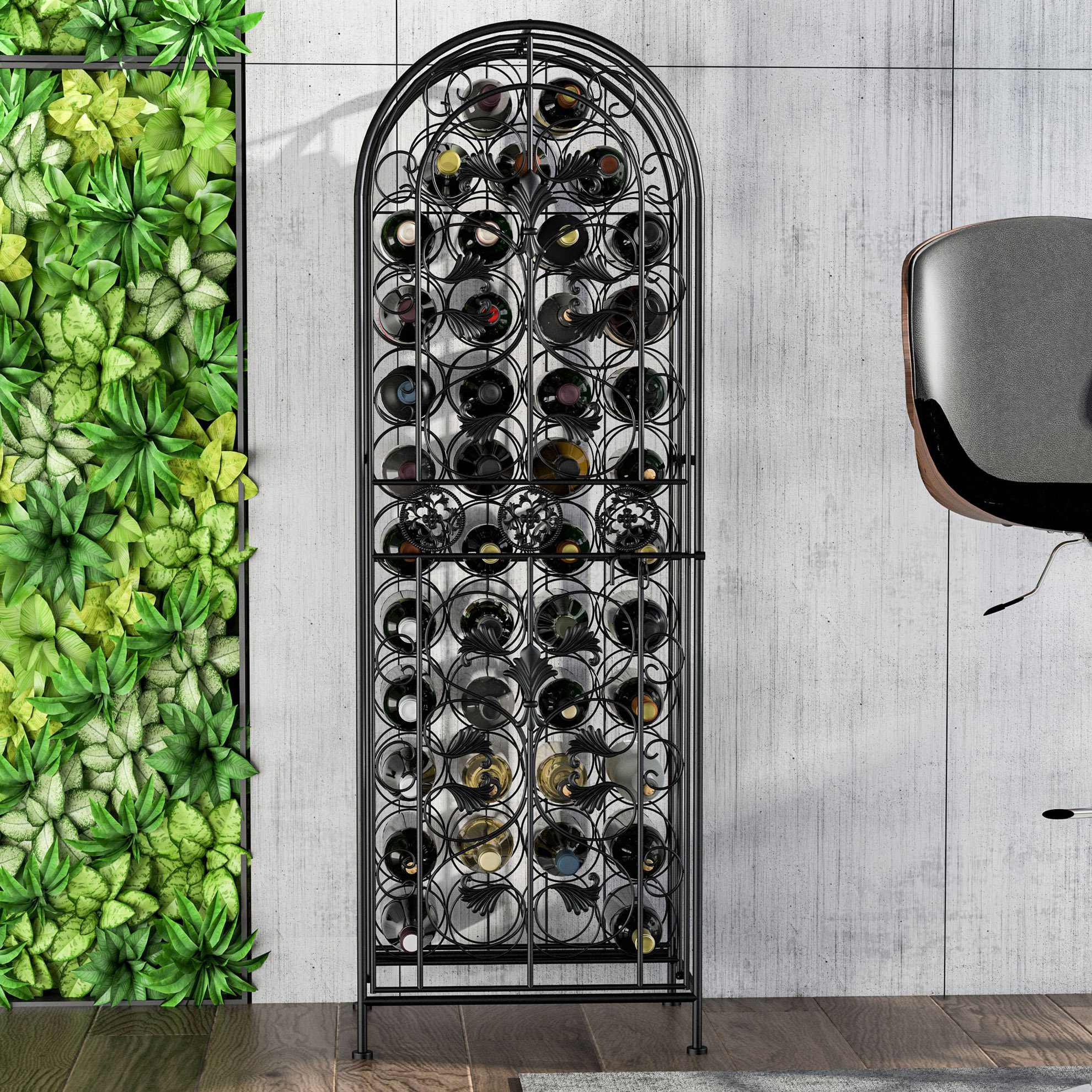Alcott Hill 45 Bottle Wrought Iron Wine Rack Jail With Lock - Wayfair ...