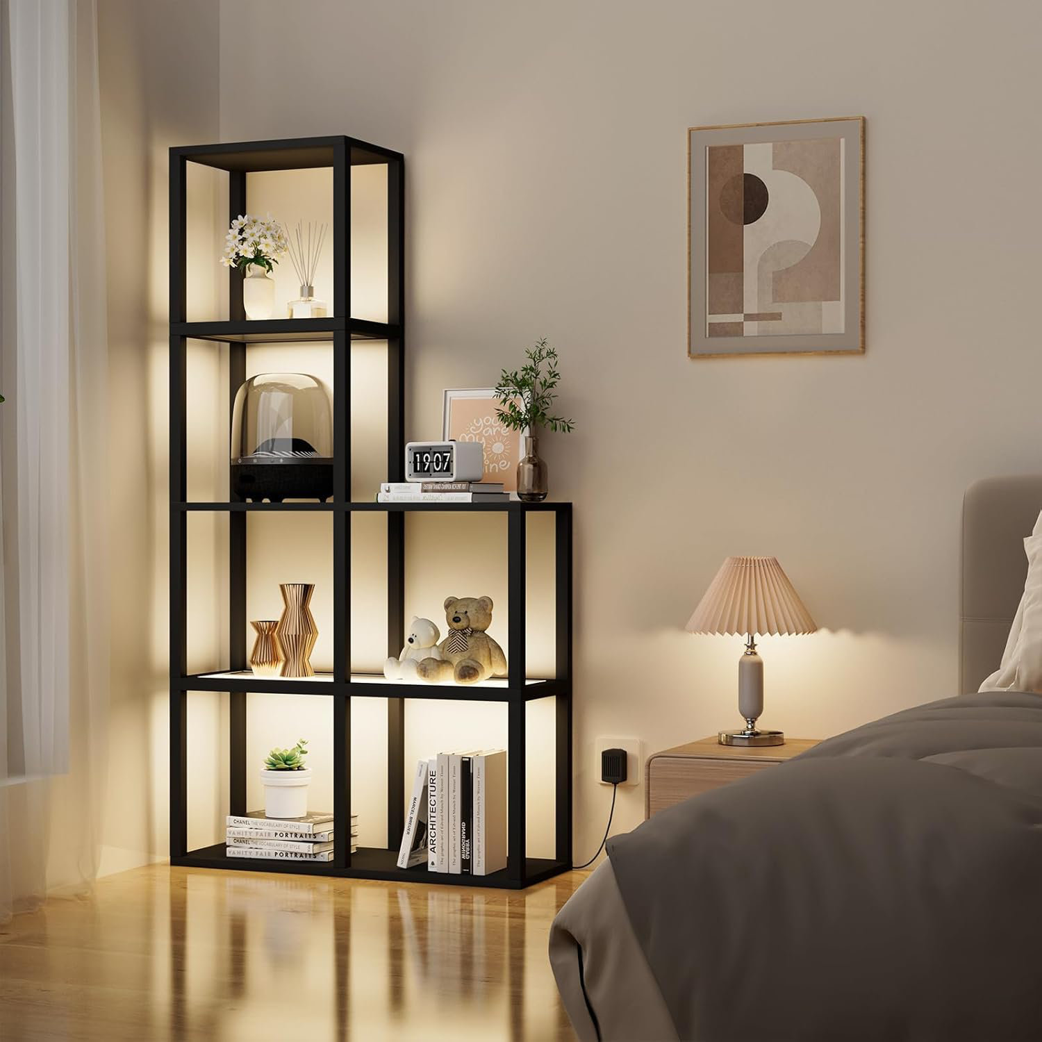 Hokku Designs Display Shelf with LED Light Standing Floor Lamp ...
