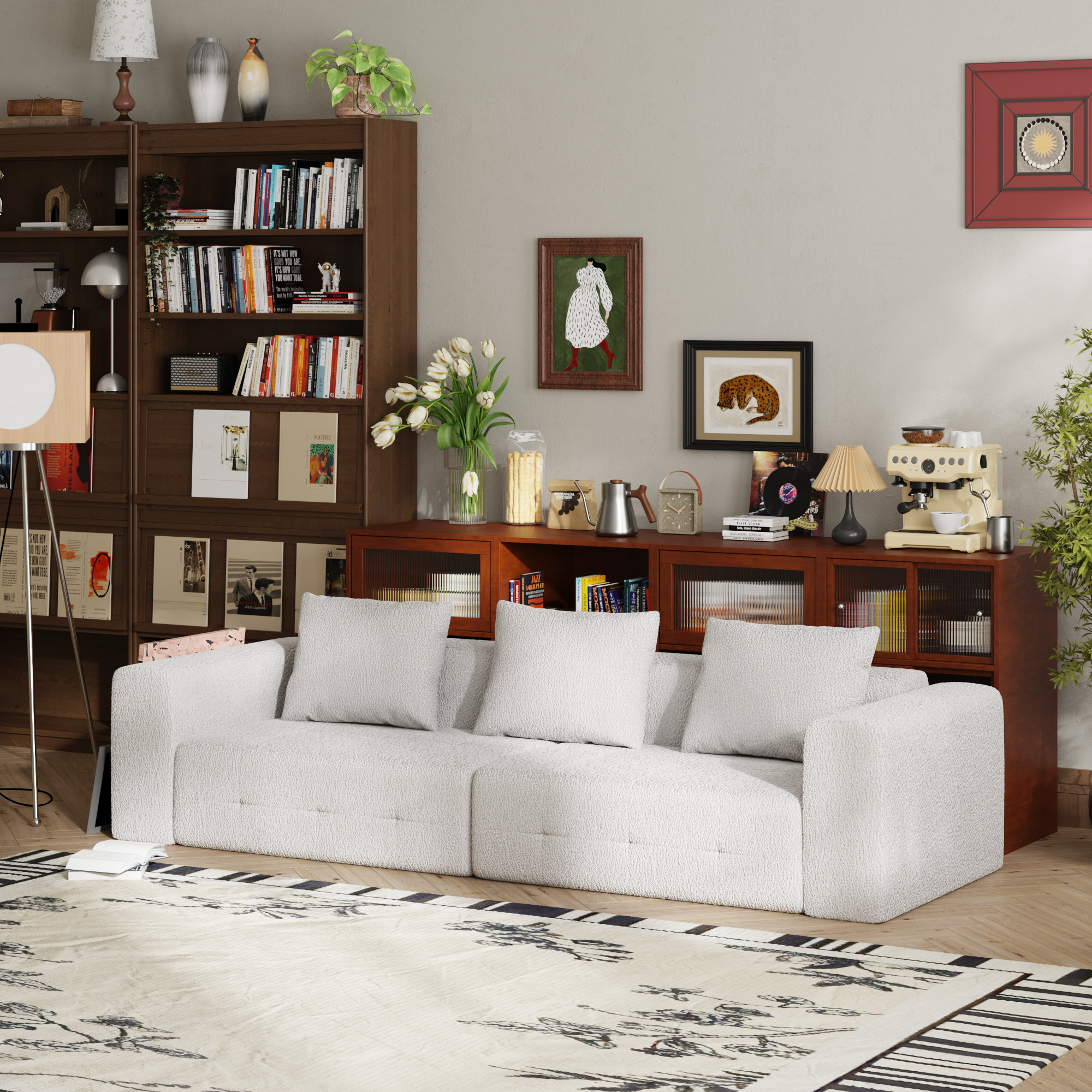 Latitude Run® Modern Fabric Sofa With Plush Sponge Cushioning – Stylish ...