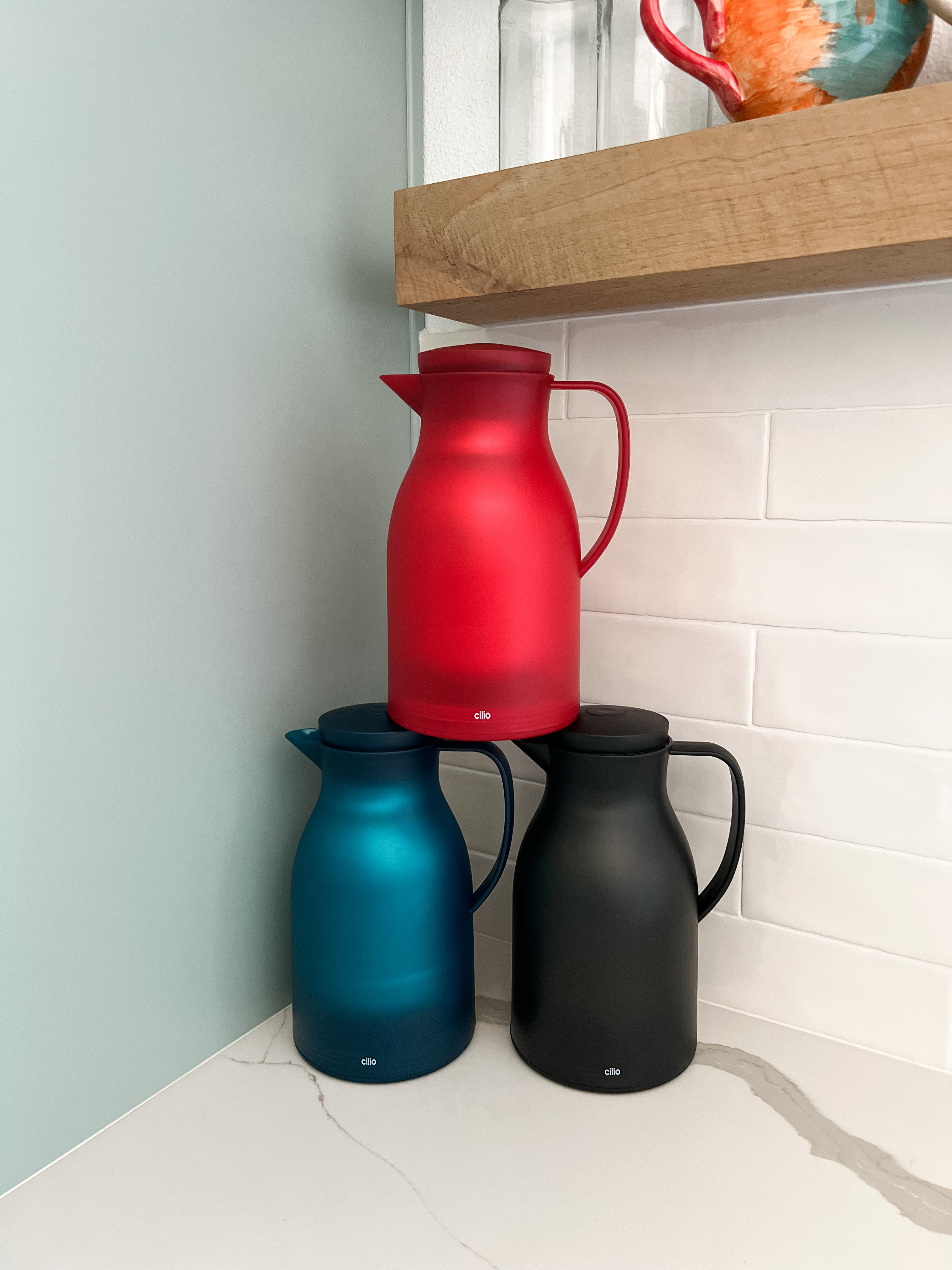 Frieling "Monza" Insulated Server, glass liner, Matte Turquoise, 34 fl ...