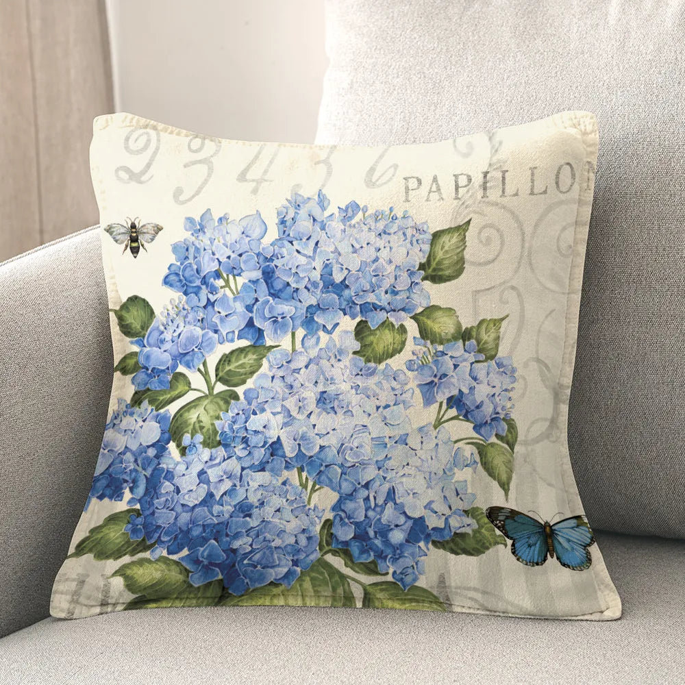 Laural Home Papillon Hydrangea Blue Indoor Decorative Pillow | Wayfair