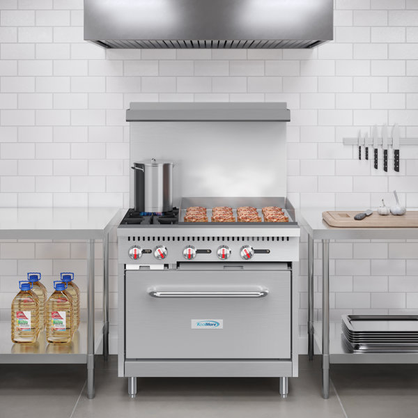 KoolMore 36 in. 2 Burner Commercial Natural Gas Range with 24 in ...
