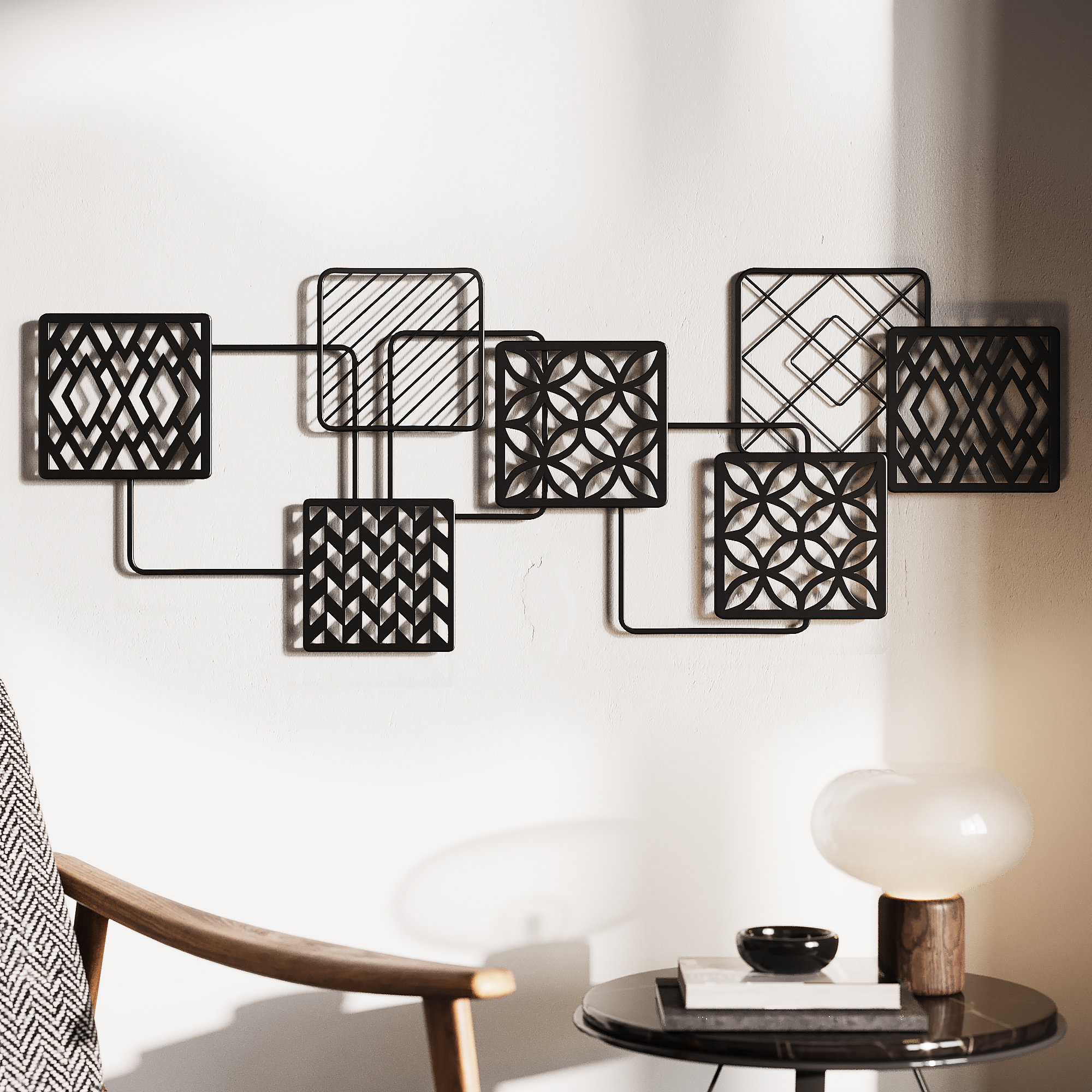 Ebern Designs 2 Piece Matrix Panel Square's Contemporary Metal Wall ...