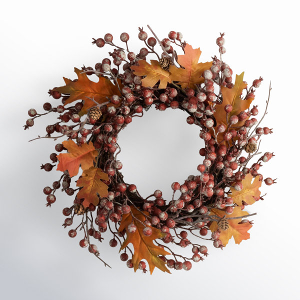 Primrue 17" Artificial Berry Leaf Mini Fall Wreath, Multicolor | Joss ...