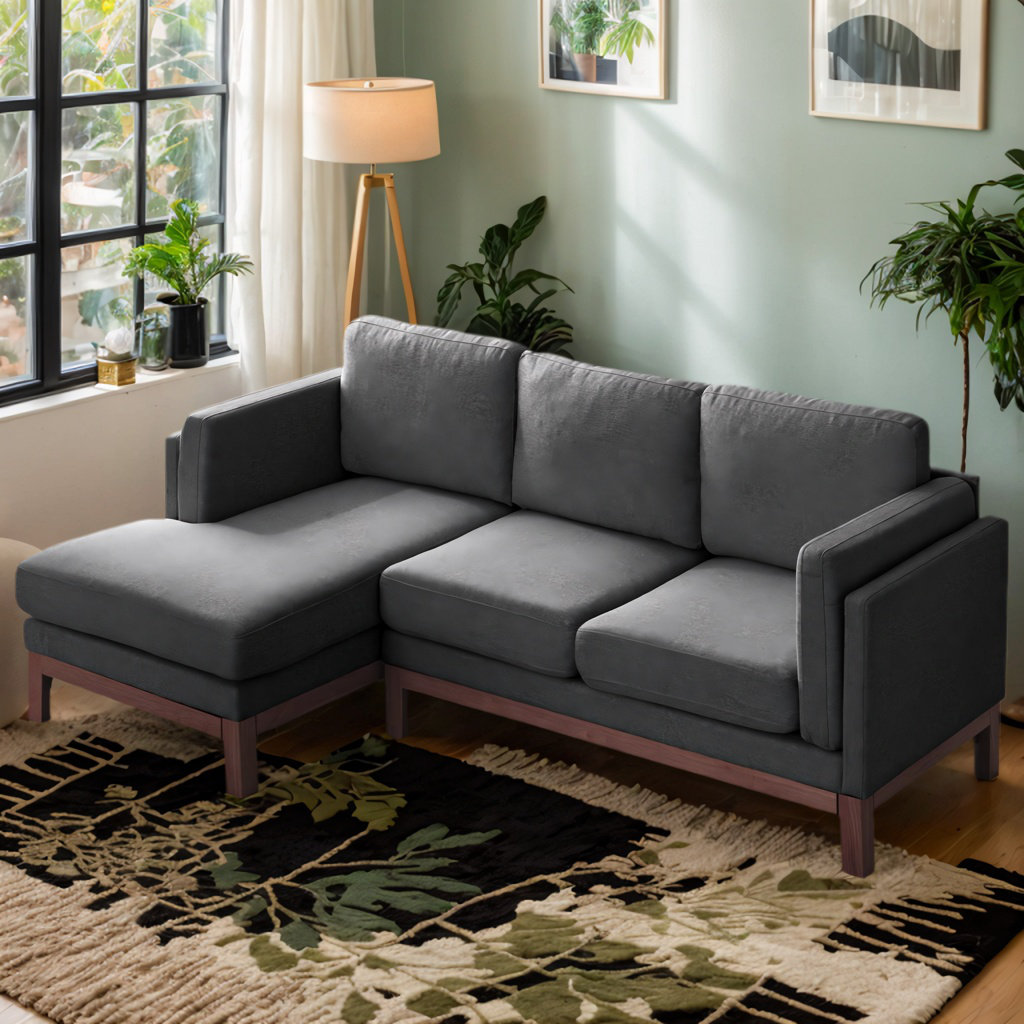 Ebern Designs 84-inch Convertible Sectional Sofa Couch With 7" Thick ...