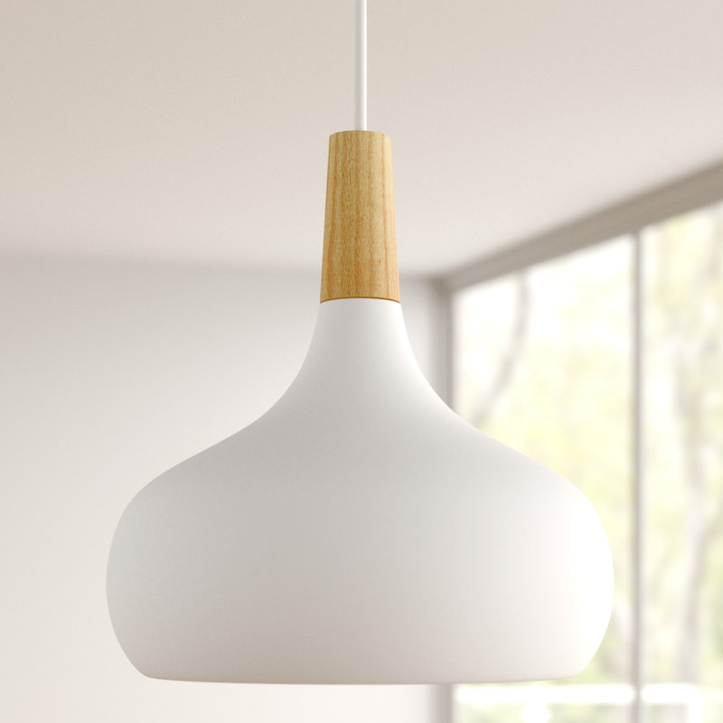 Zipcode Design Kaylen 1-Light Teardrop Pendant with Wood Accents ...