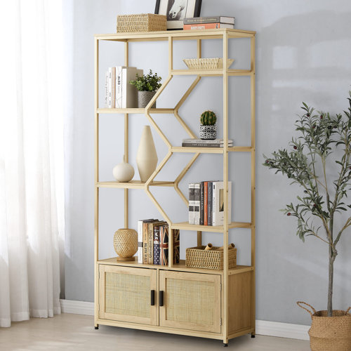 Bay Isle Home Keana Rattan Book Shelf with Storage Rack, 6 Shelf ...