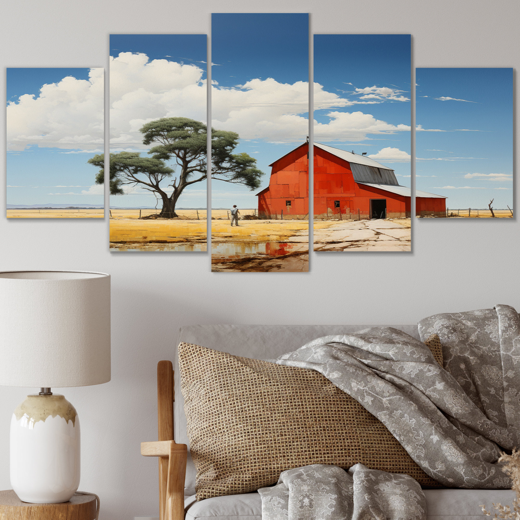 Design Art Landscape Barns Rural Patchwork III - Barns Wall Decor - 5 ...