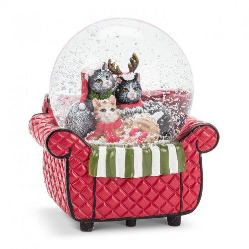 The Holiday Aisle® Medium Cats In Chair Snow Globe | Wayfair