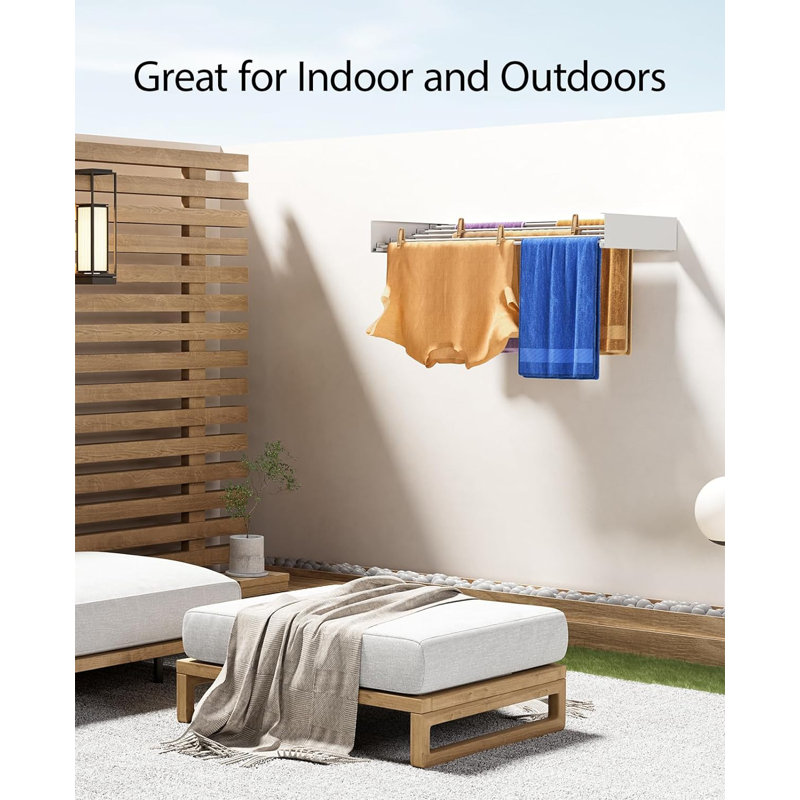 Rebrilliant Metal Foldable Wall-Mounted Drying Rack | Wayfair