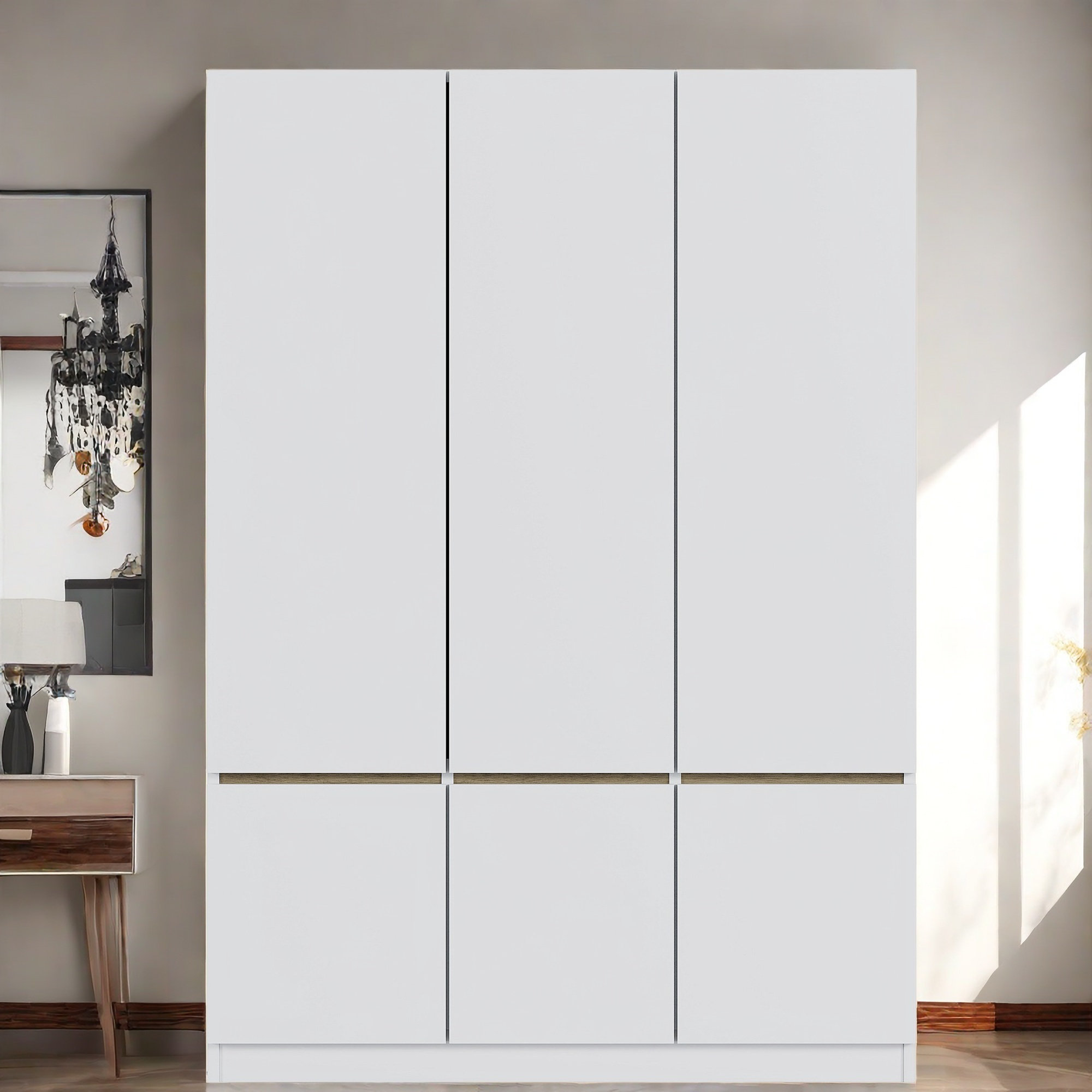 Latitude Run® Gaeton Wooden Wardrobe with Six Separate Doors and A ...