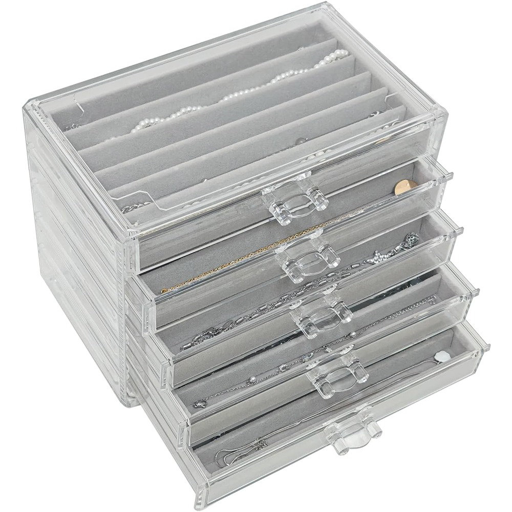 Latitude Run® Necklace Organizer Box 5 Drawers Necklace Holder Organz ...
