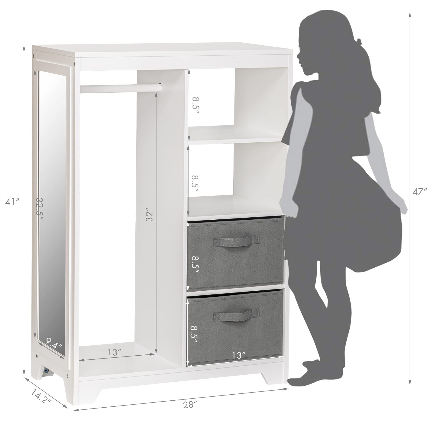 Isabelle & Max™ Kids Dress Up Storage With Full Length Mirror, Kids ...