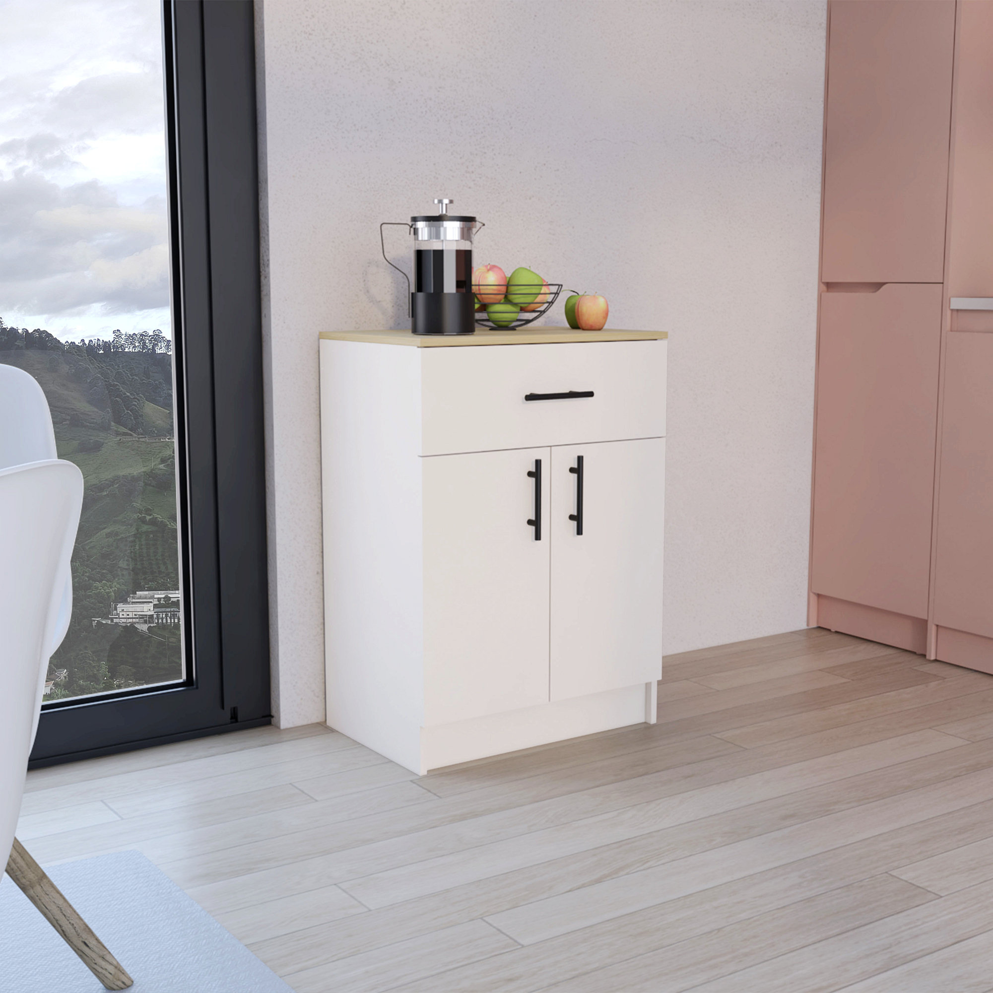 Ebern Designs Sideboard, Pantry Cabinet With One Drawer And Two ...