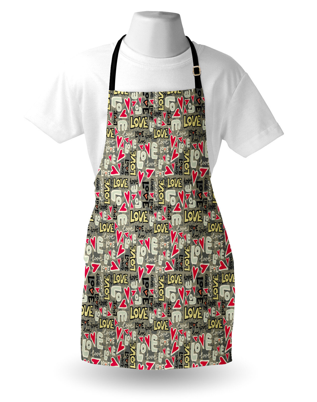 East Urban Home Love Apron Unisex, Retro Color Graffiti Texts, Adult ...