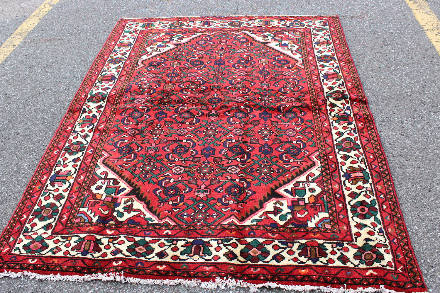 Foundry Select Red 5X7 Geometric Hexagon Medallion Rug | Wayfair