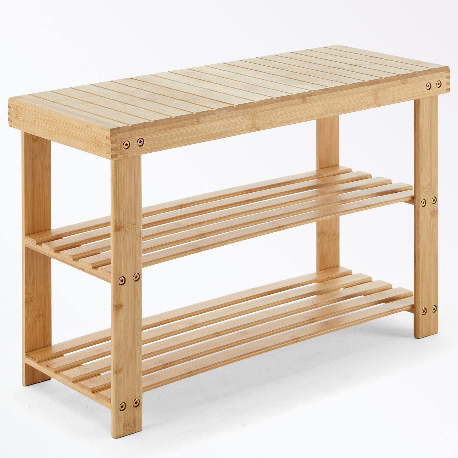 Ebern Designs wooden frame benches with open 2-tier shelves | Wayfair